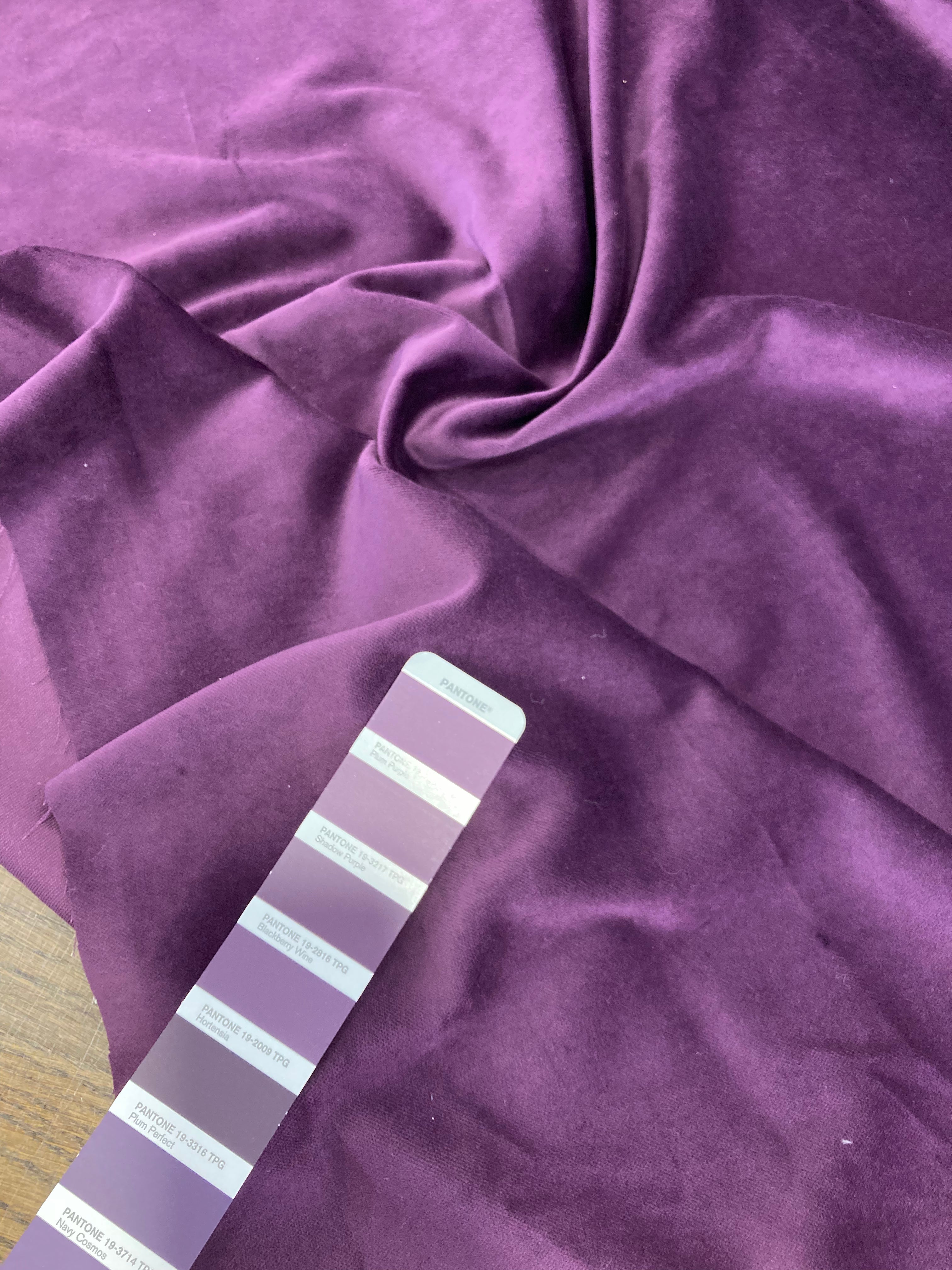 Velluto di cotone viola: 34€/m – Tessuti Uno